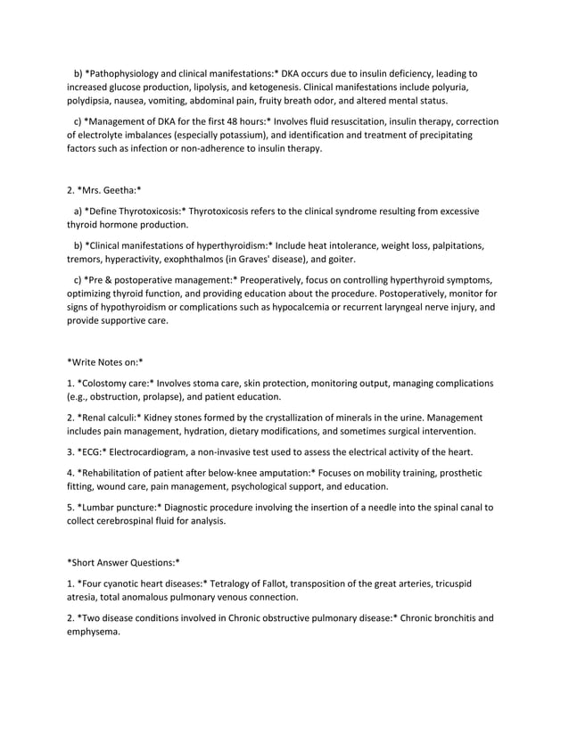 Mgr university bsc nursing adult health previous question paper with ...