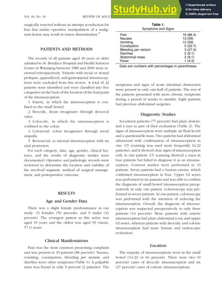 Adult Intussusception A Retrospective Review | PDF