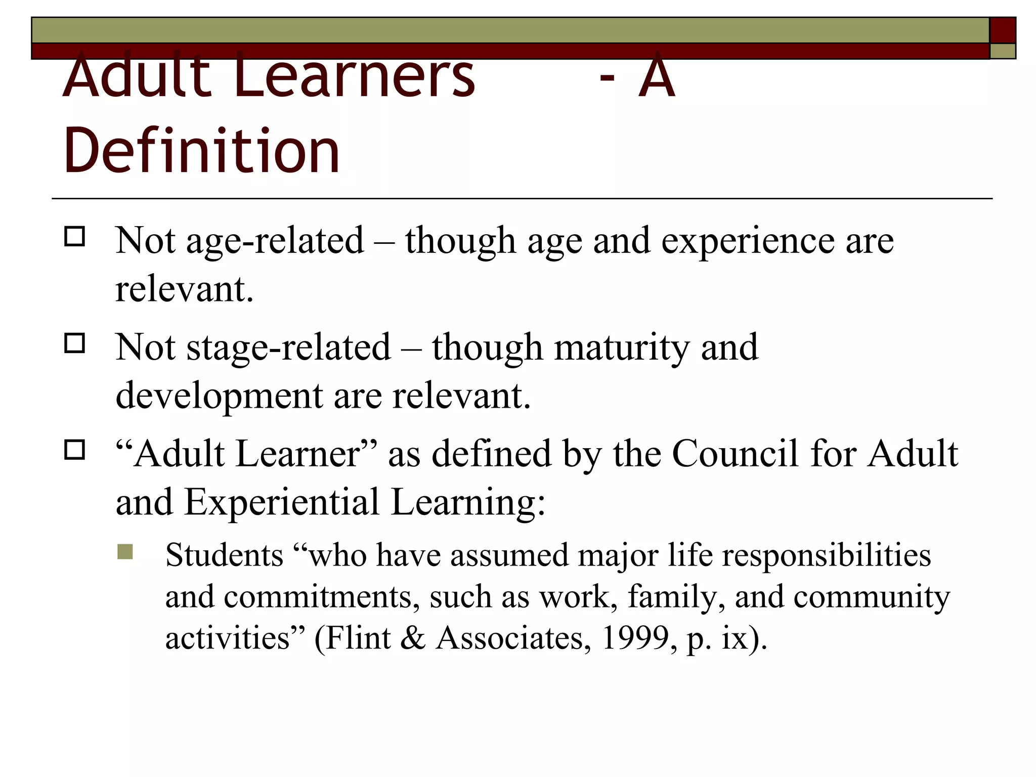 Lifelines, Lenses, and Livelihoods~ Supporting Adult Learners in Higher ...