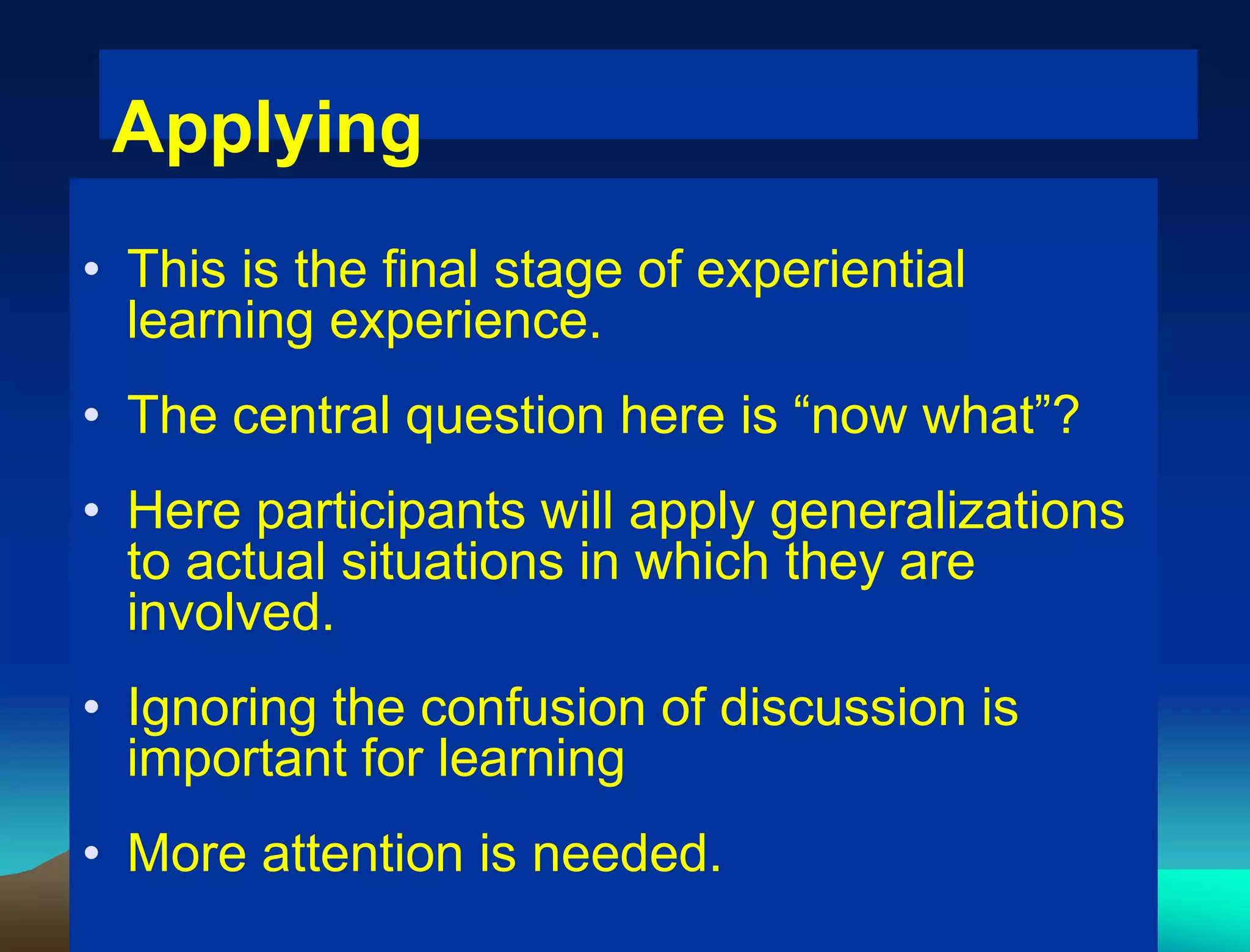 Adult Learning Experiential Learning Cycle | PPT