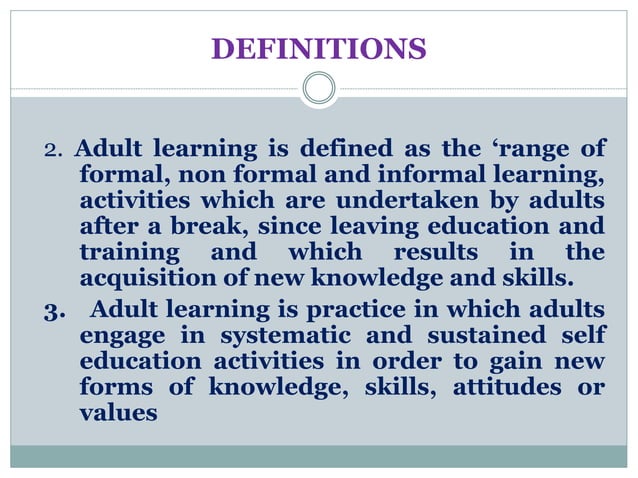 Adult learning Ppt | PPTX | Daycare and Pre-School | Parenting