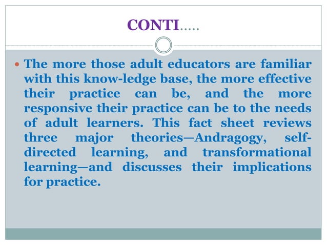 Adult learning Ppt | PPTX | Daycare and Pre-School | Parenting
