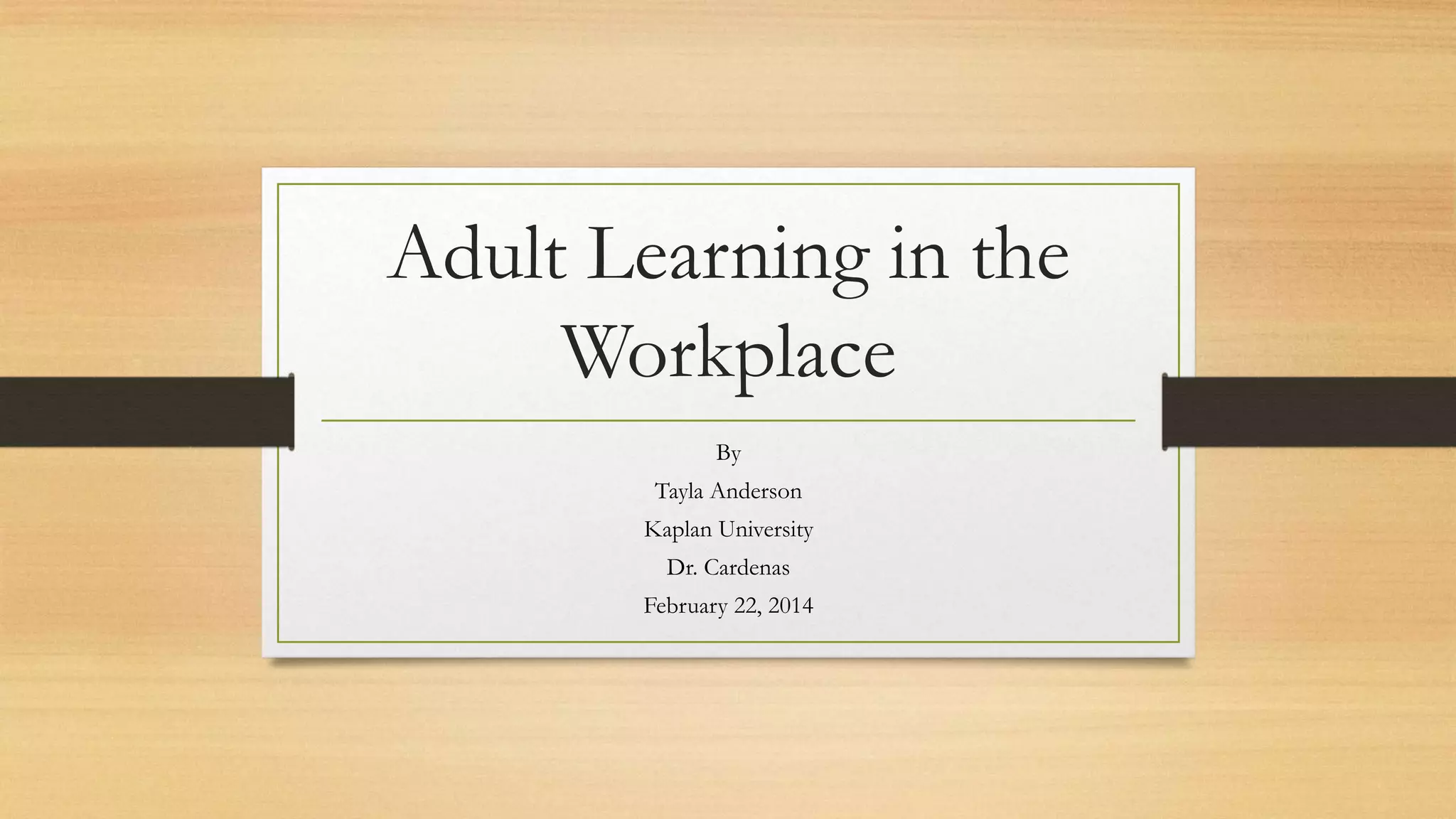 Adult learning in the workplace | PPT