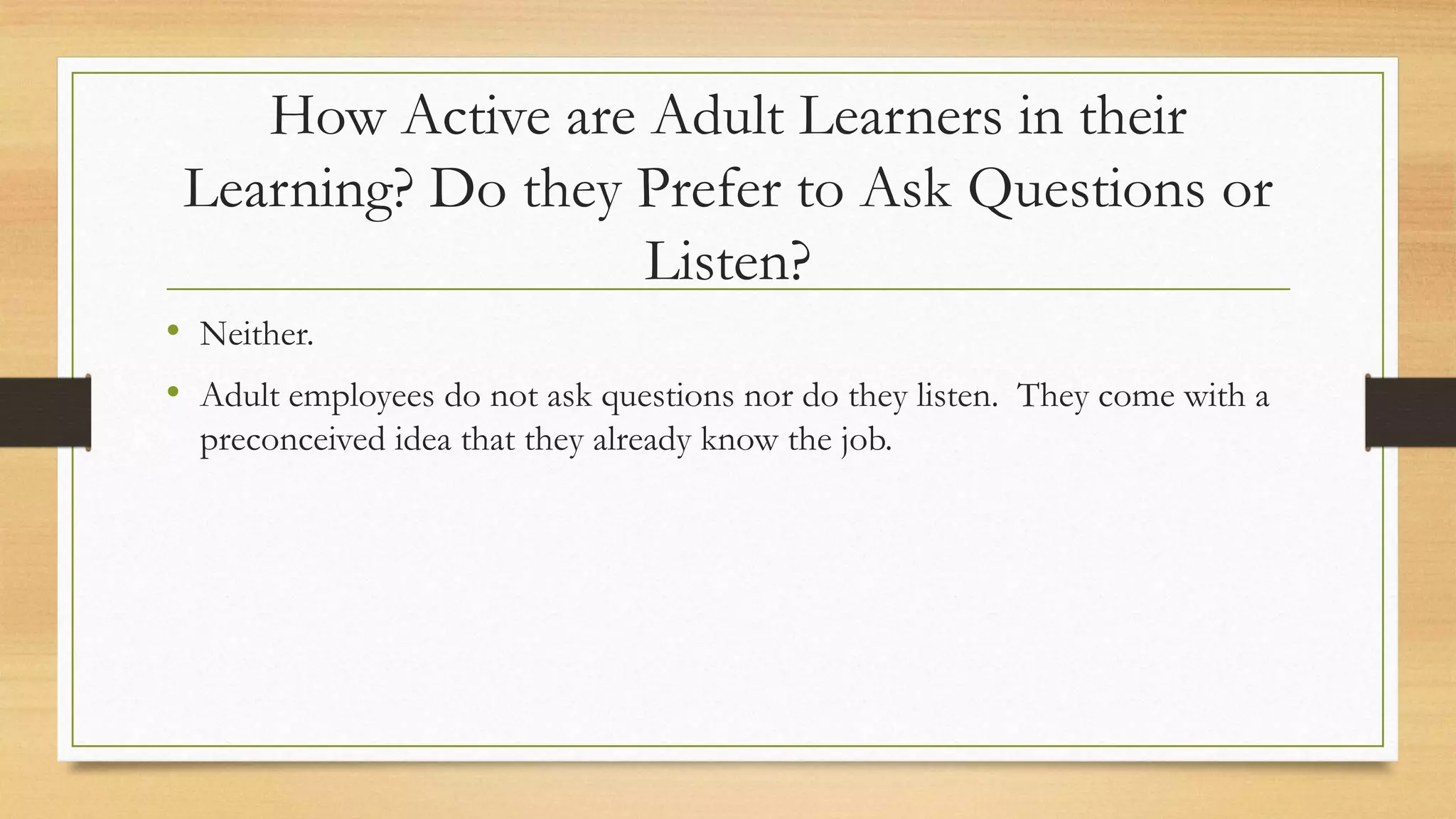 Adult learning in the workplace | PPTX