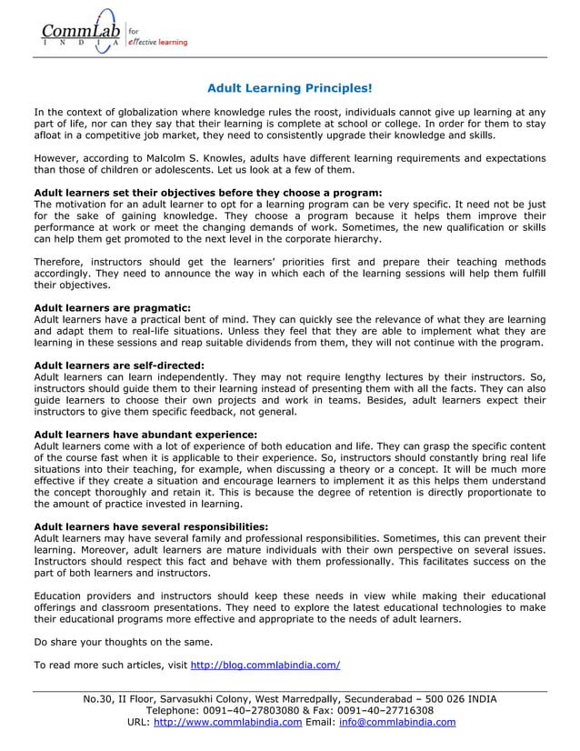 Adult learning principles! | PDF | Adult Education | Education