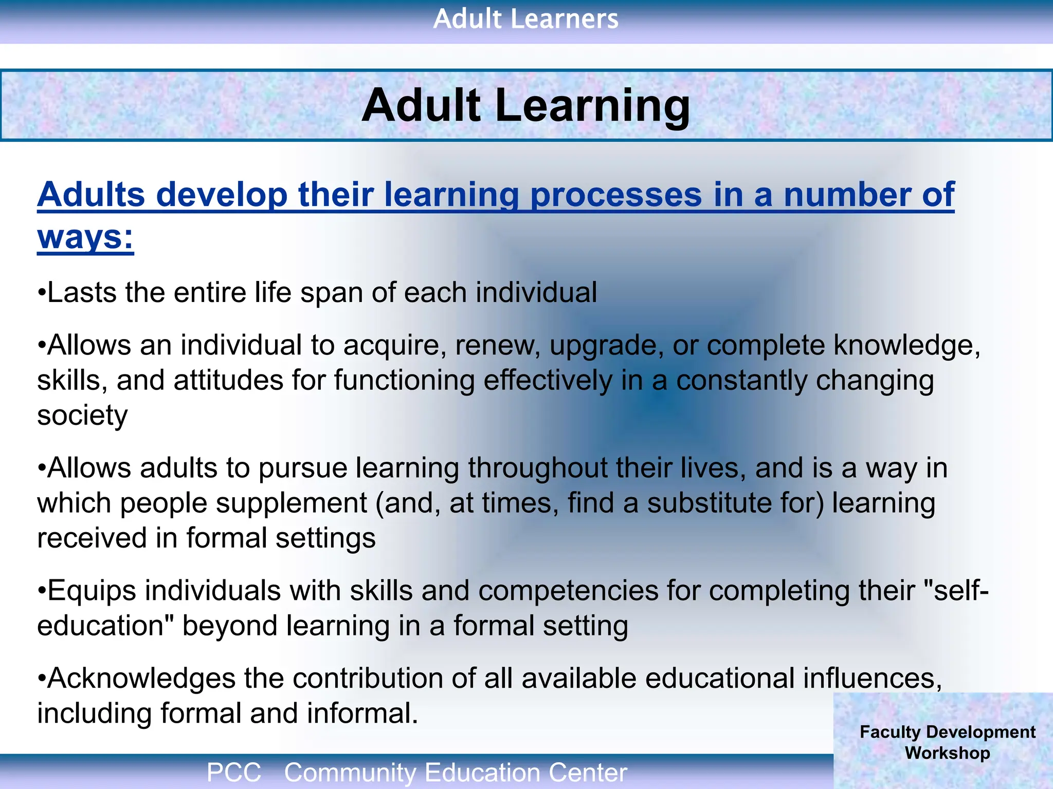 Adult Learning Process as a tools of transformation | PPT