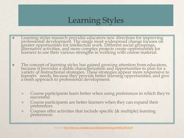 Adult Learning Styles to be used in TESOL contexts.ppt | Adult ...