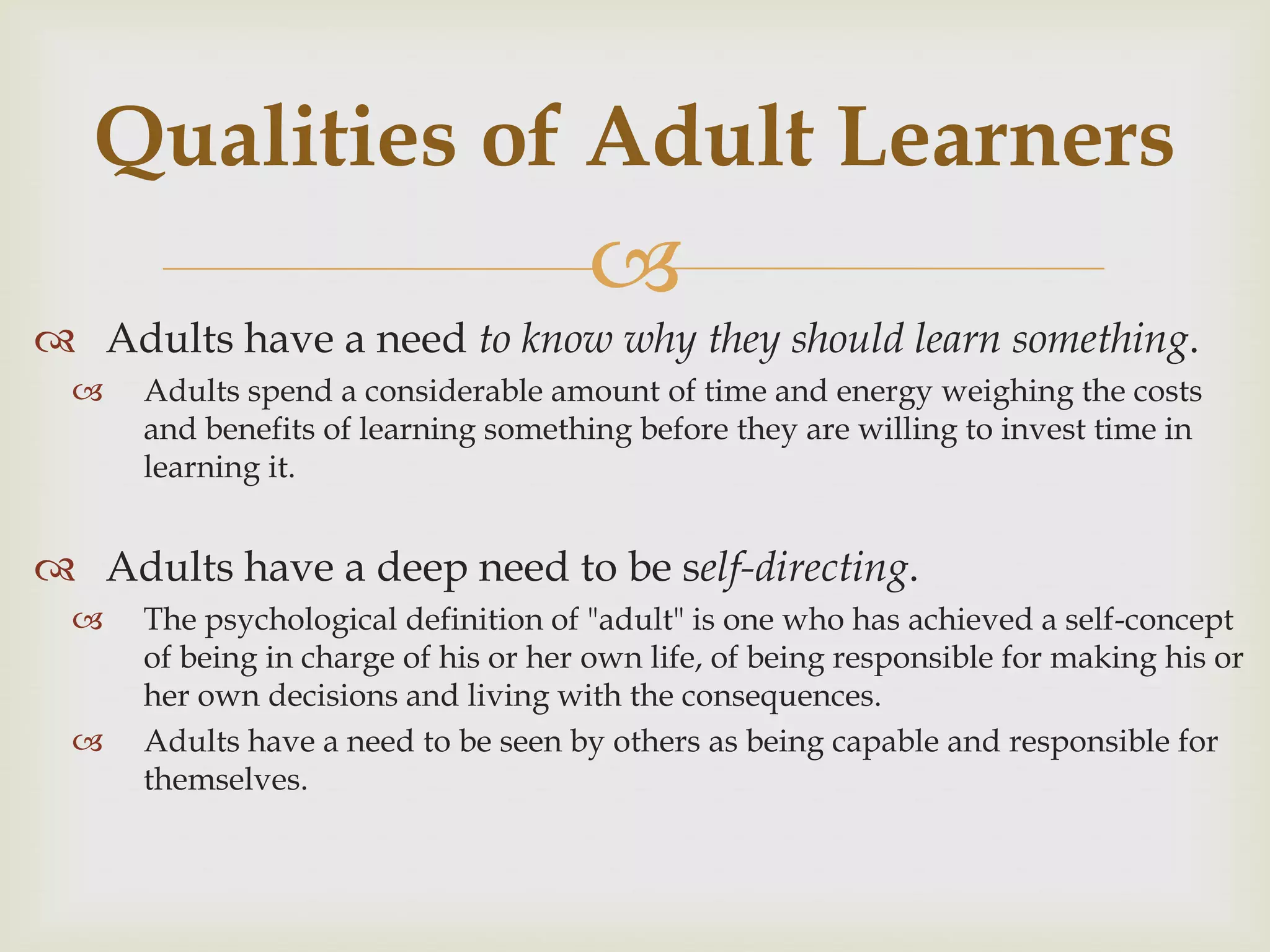 Adult learning theory | PPTX | Adult Education | Education