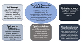 Adult Learning Theory by rakkis group ppt | PPTX