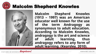 Adult Learning Theory or (Andragogy).pptx