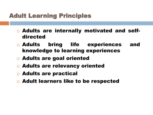 Adult Learning Theory and Principles.ppt | Adult Education | Education
