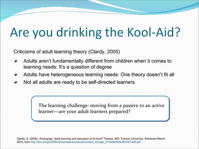 Adult learning theory principles and practice | PPT