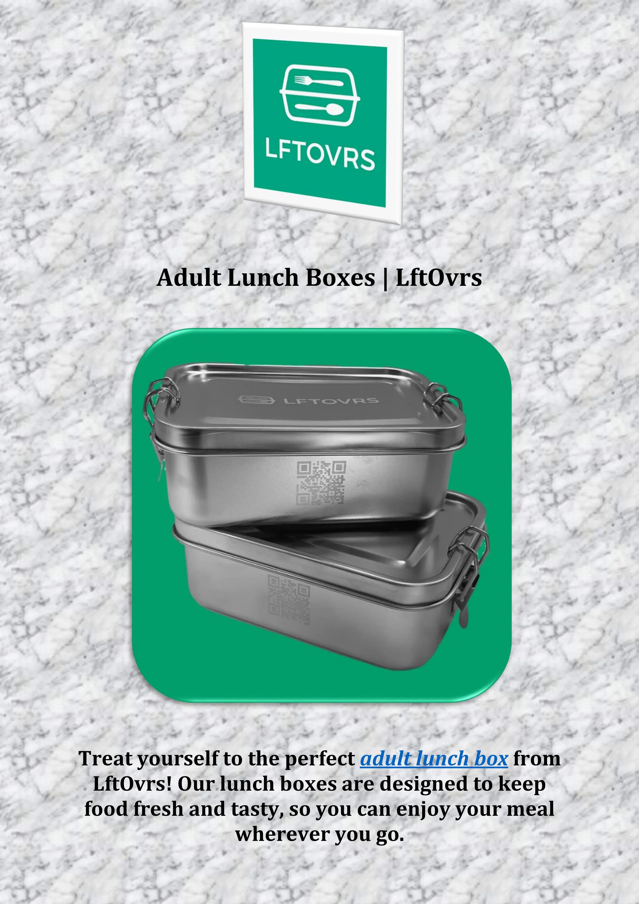 Adult Lunch Boxes | LftOvrs | PDF