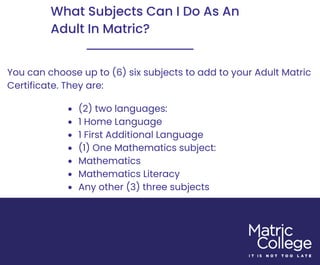 Adult Matric Registration. | PPT