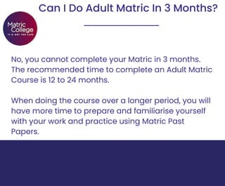 Adult Matric Registration. | PDF