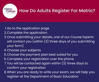 Adult Matric Registration | PDF