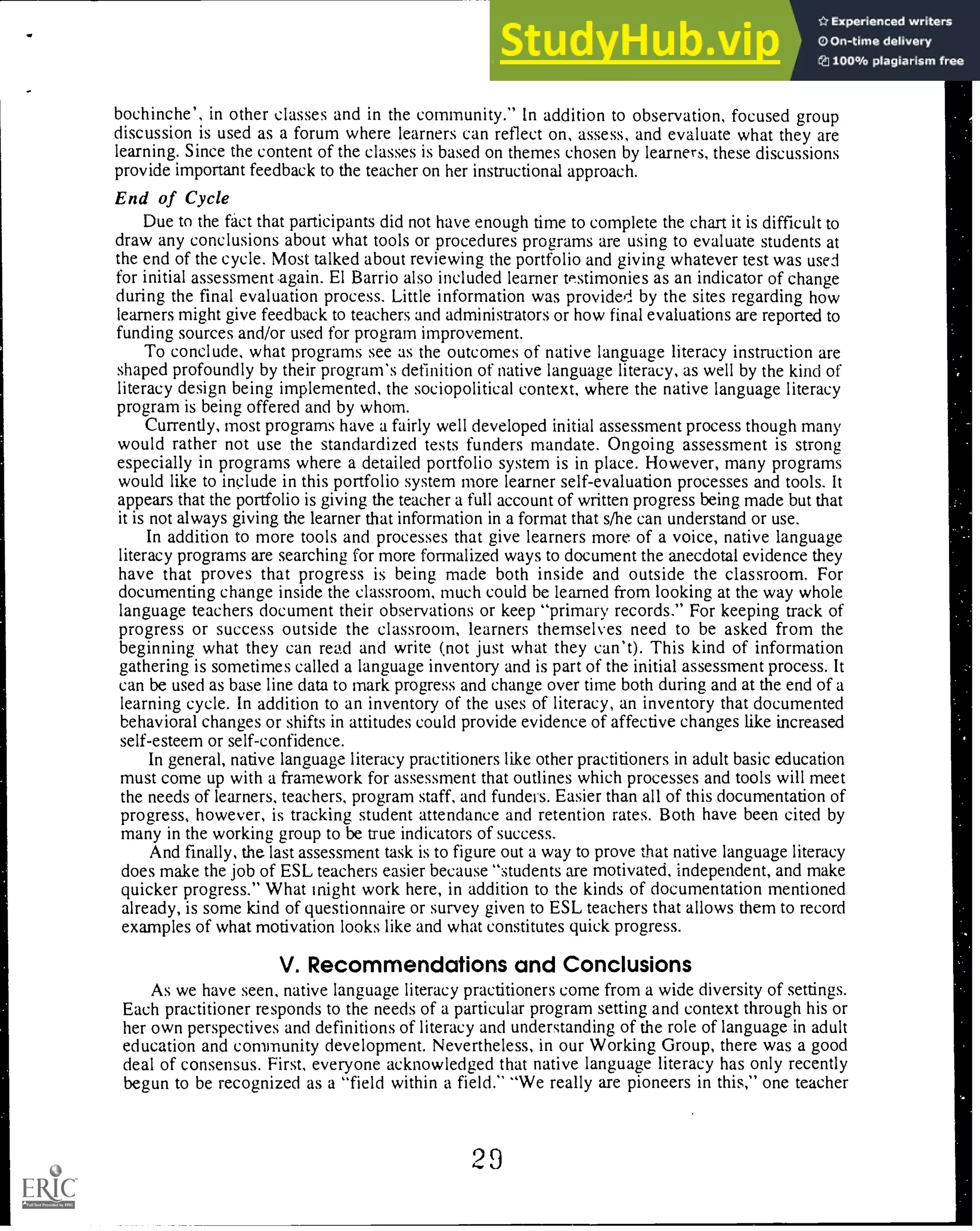 Adult Native Language Literacy A Synthesis and Plan for Research and ...