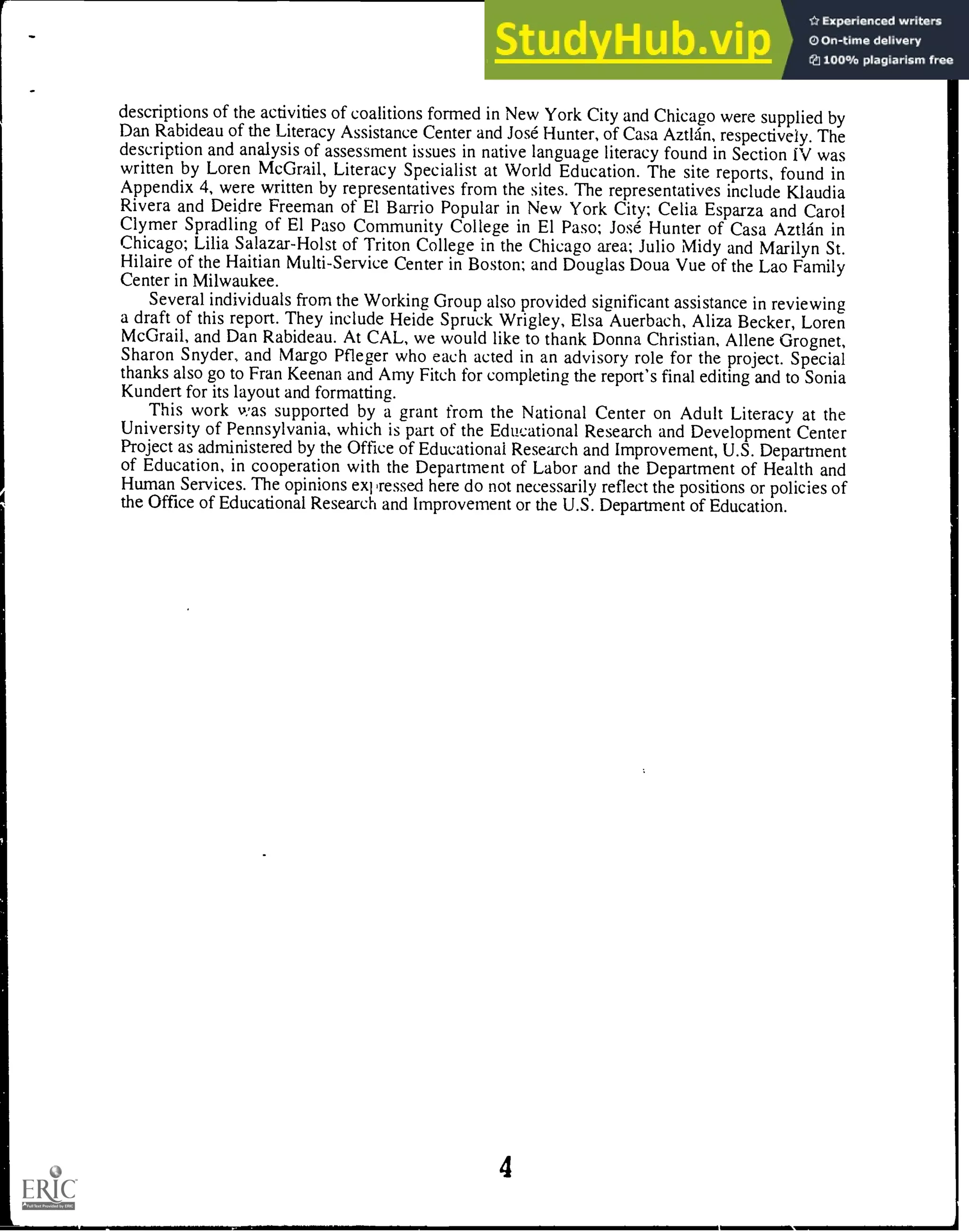 Adult Native Language Literacy A Synthesis and Plan for Research and ...