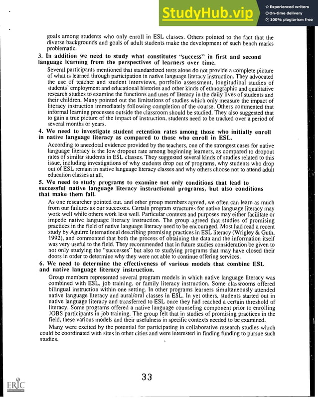 Adult Native Language Literacy A Synthesis and Plan for Research and ...