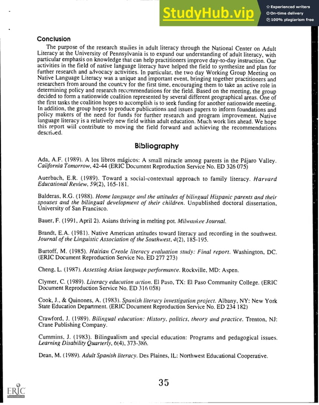 Adult Native Language Literacy A Synthesis and Plan for Research and ...