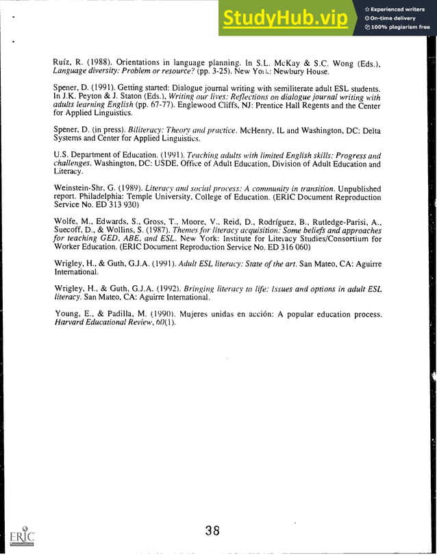 Adult Native Language Literacy A Synthesis and Plan for Research and ...