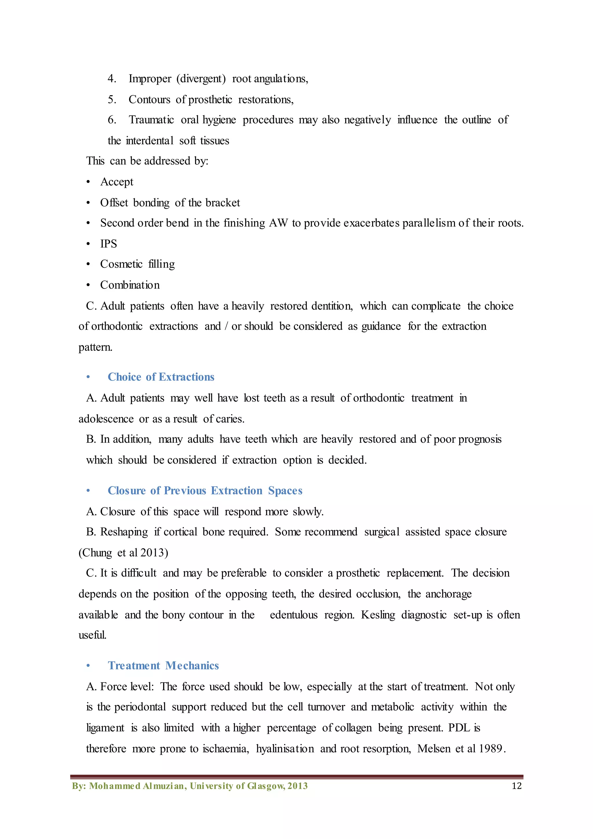 Adult orthodontics / for orthodontists by Almuzian | DOCX