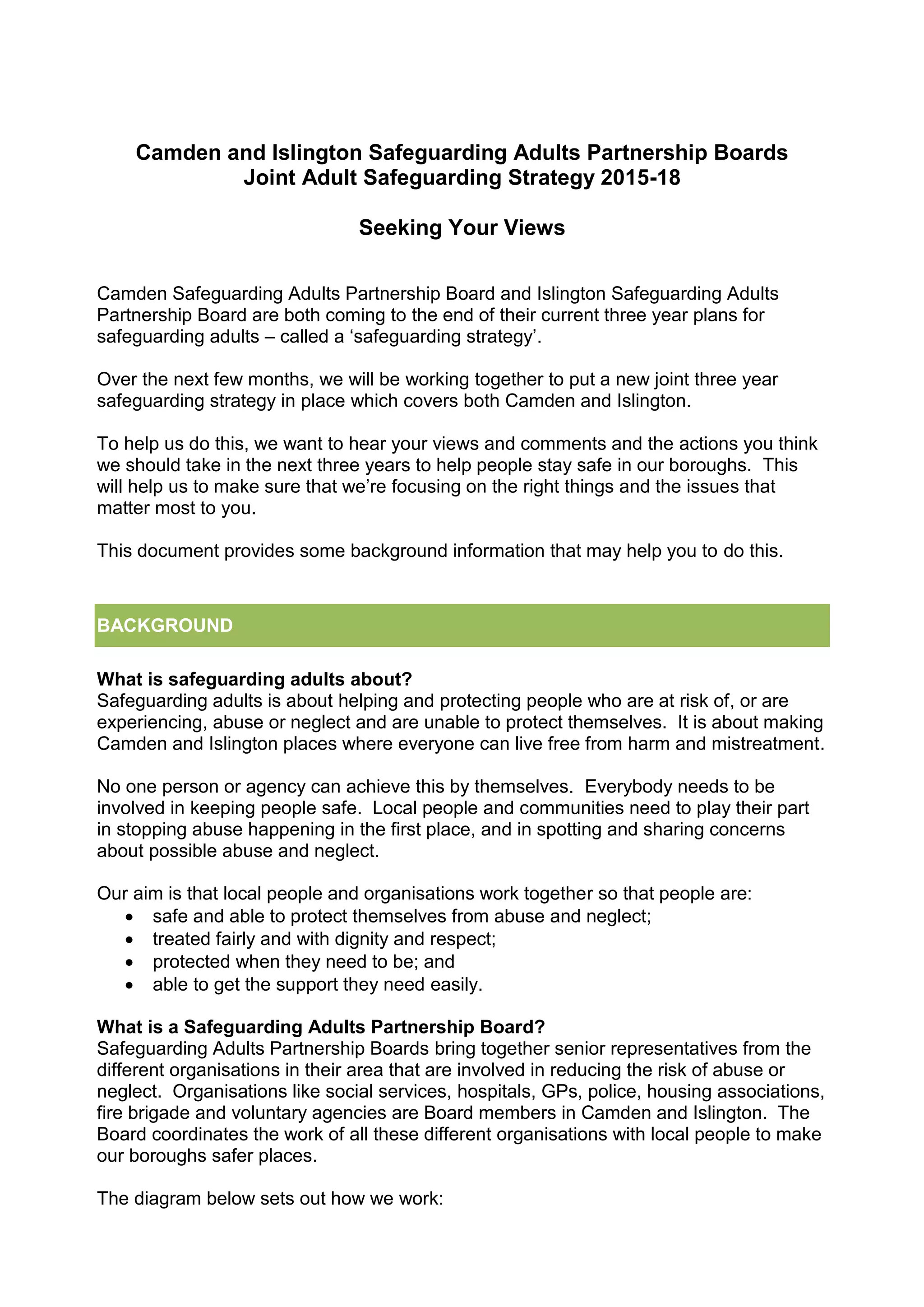 Adult safeguarding strategy - background information and suggested ...