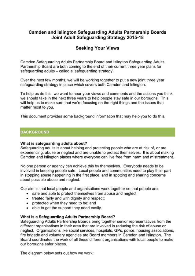 Adult safeguarding strategy - background information and suggested ...