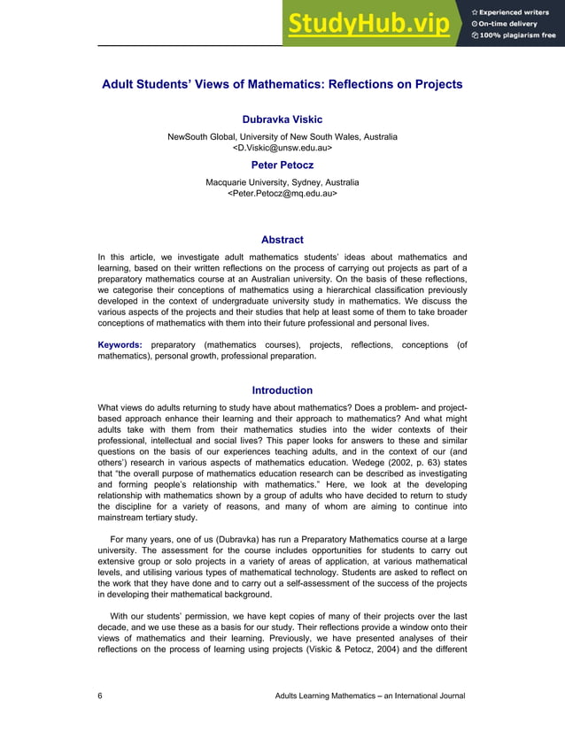 Adults Learning Mathematics | PDF