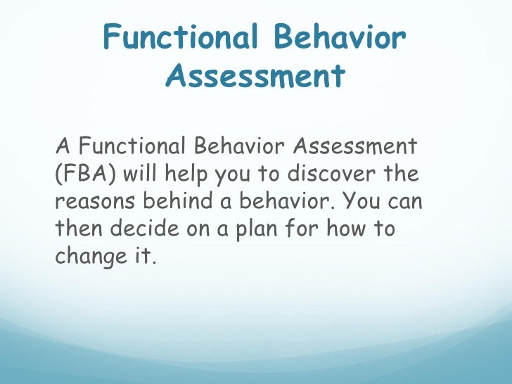 Functional Behavior Assessment