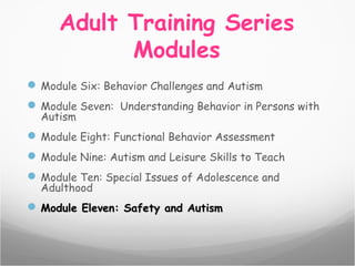 Adults with autism training module eleven v2 | PPT | First Aid | Injuries