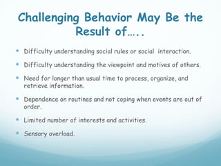 Behavior Challenges and Autism | PPT