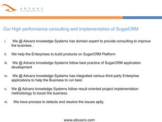 Advaanz SugarCRM Expertise | PPT