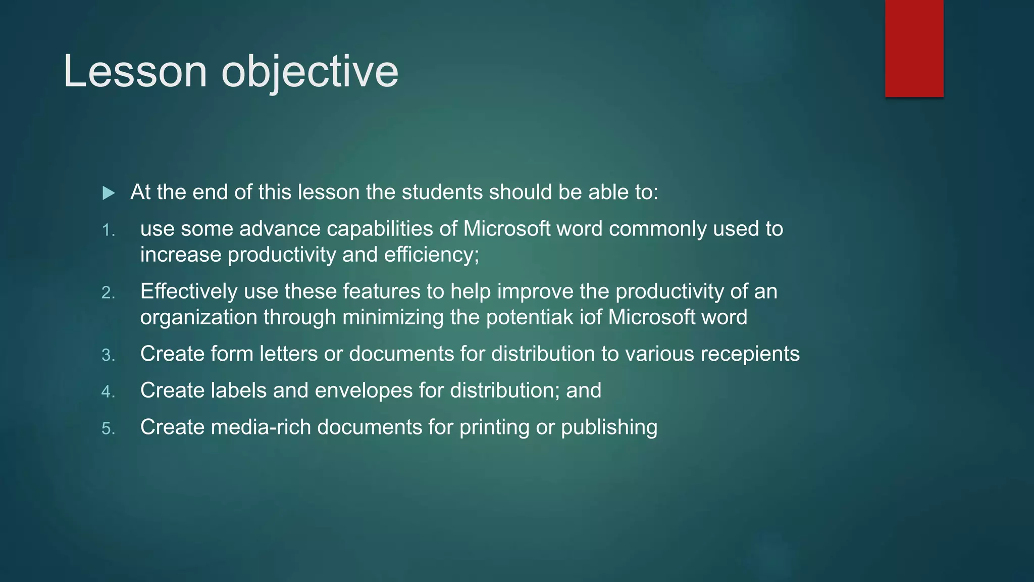 Advance word-processing-skills final | PPTX