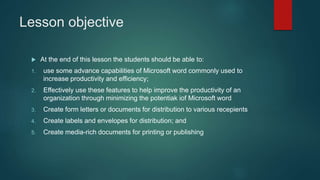 Advance word-processing-skills final | PPTX