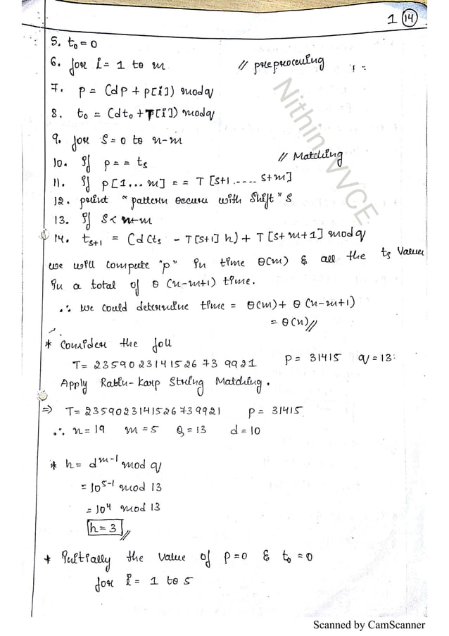 VTU Advanced Algorithms Notes by Nithin, VVCE Mysuru | PDF