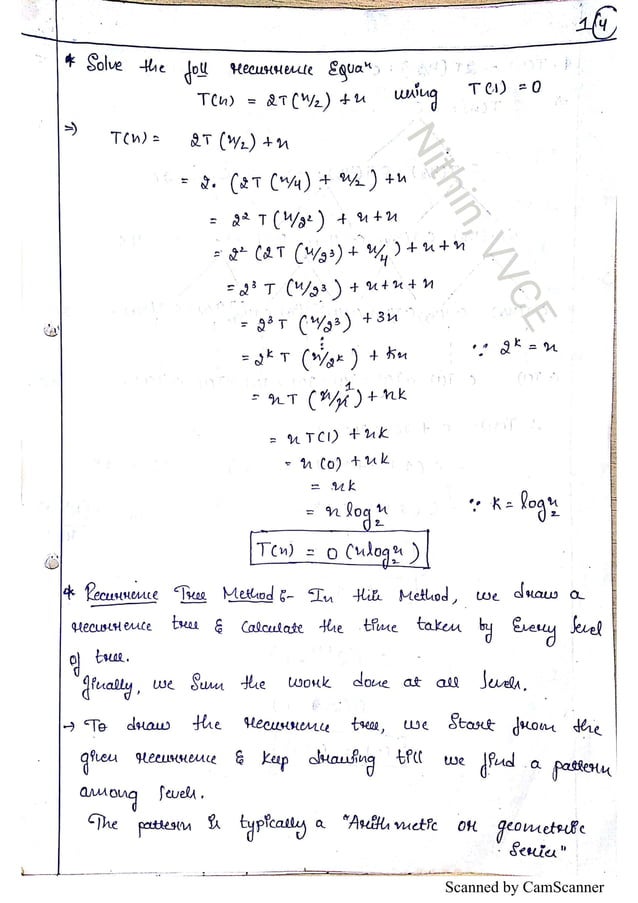 VTU Advanced Algorithms Notes by Nithin, VVCE Mysuru | PDF