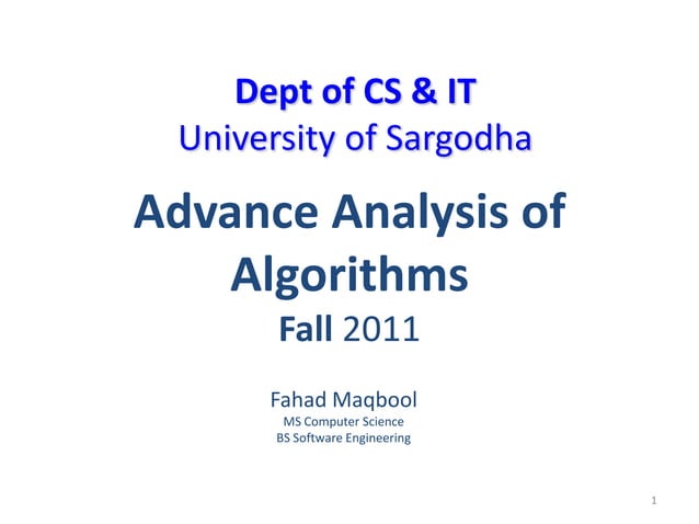 Advance analysis of algo | PPT