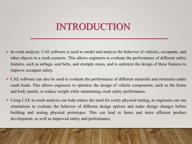ADVANCE APPLICATION OF CAE IN CRASH ANALYSIS.pptx | Civil Engineering Industry | Industries