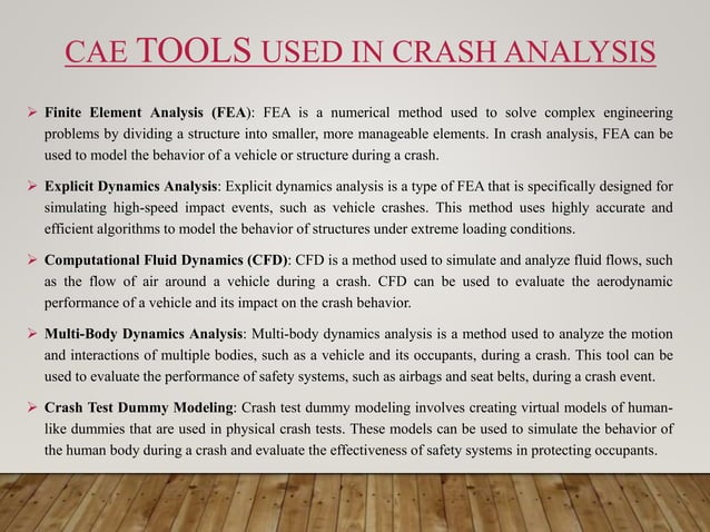 ADVANCE APPLICATION OF CAE IN CRASH ANALYSIS.pptx | Civil Engineering ...