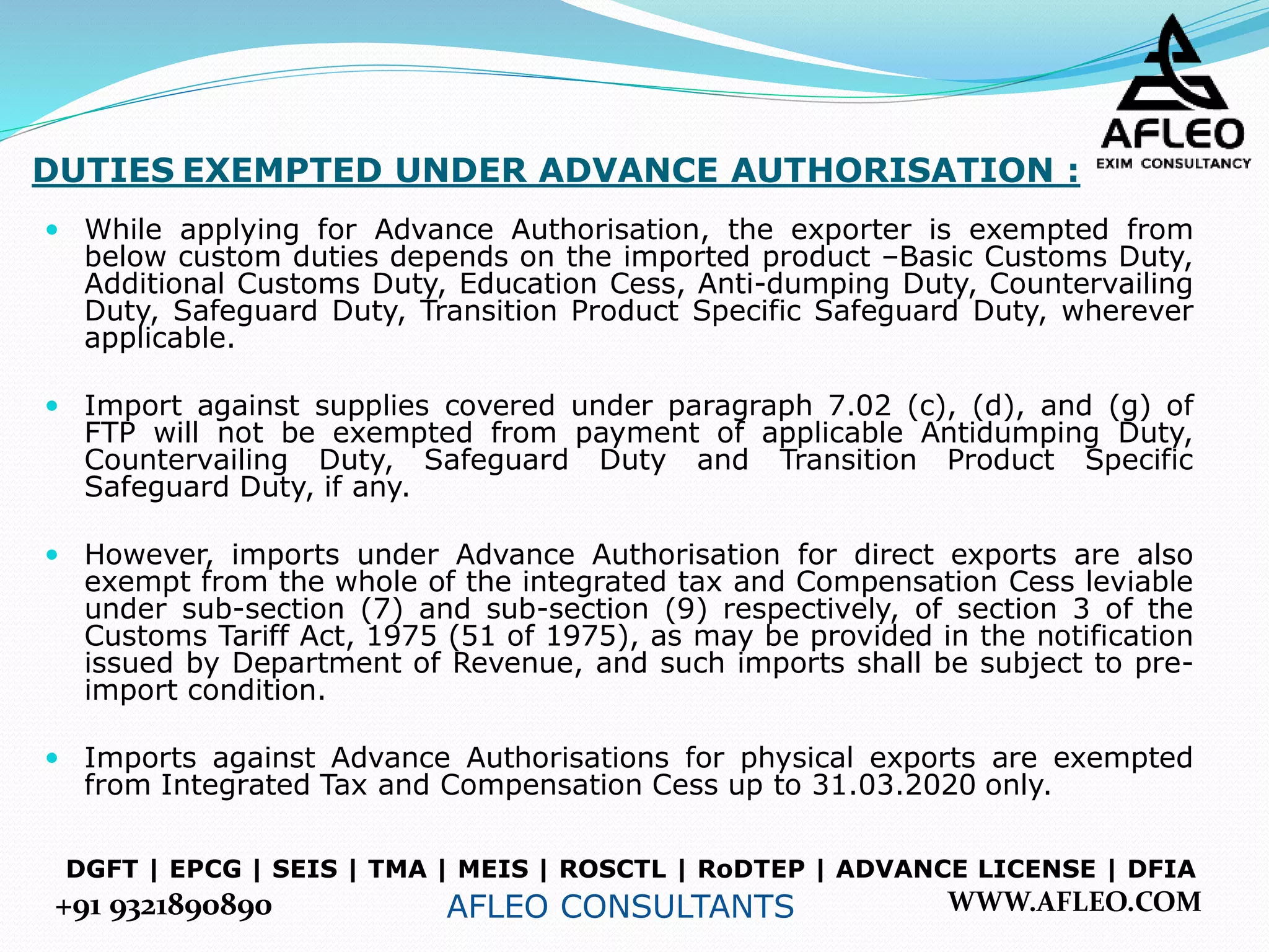 Advance Authorisation Scheme PPT - Latest Updates Included | Afleo | PDF