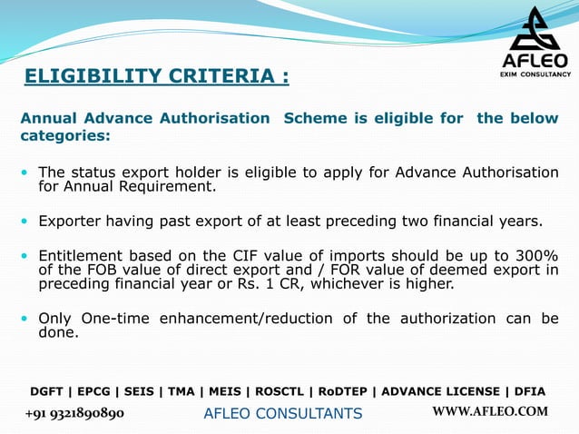 Advance Authorisation Scheme PPT - Latest Updates Included | Afleo | PDF