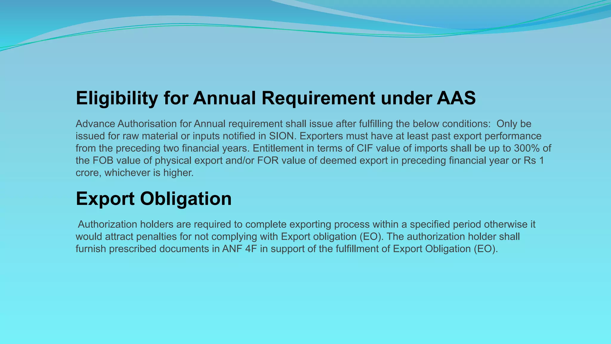 Advance authorization scheme (aas).pptx (2) | PDF