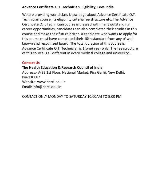Ot Advanced Certification Eligibility Criteria – ADVAOL