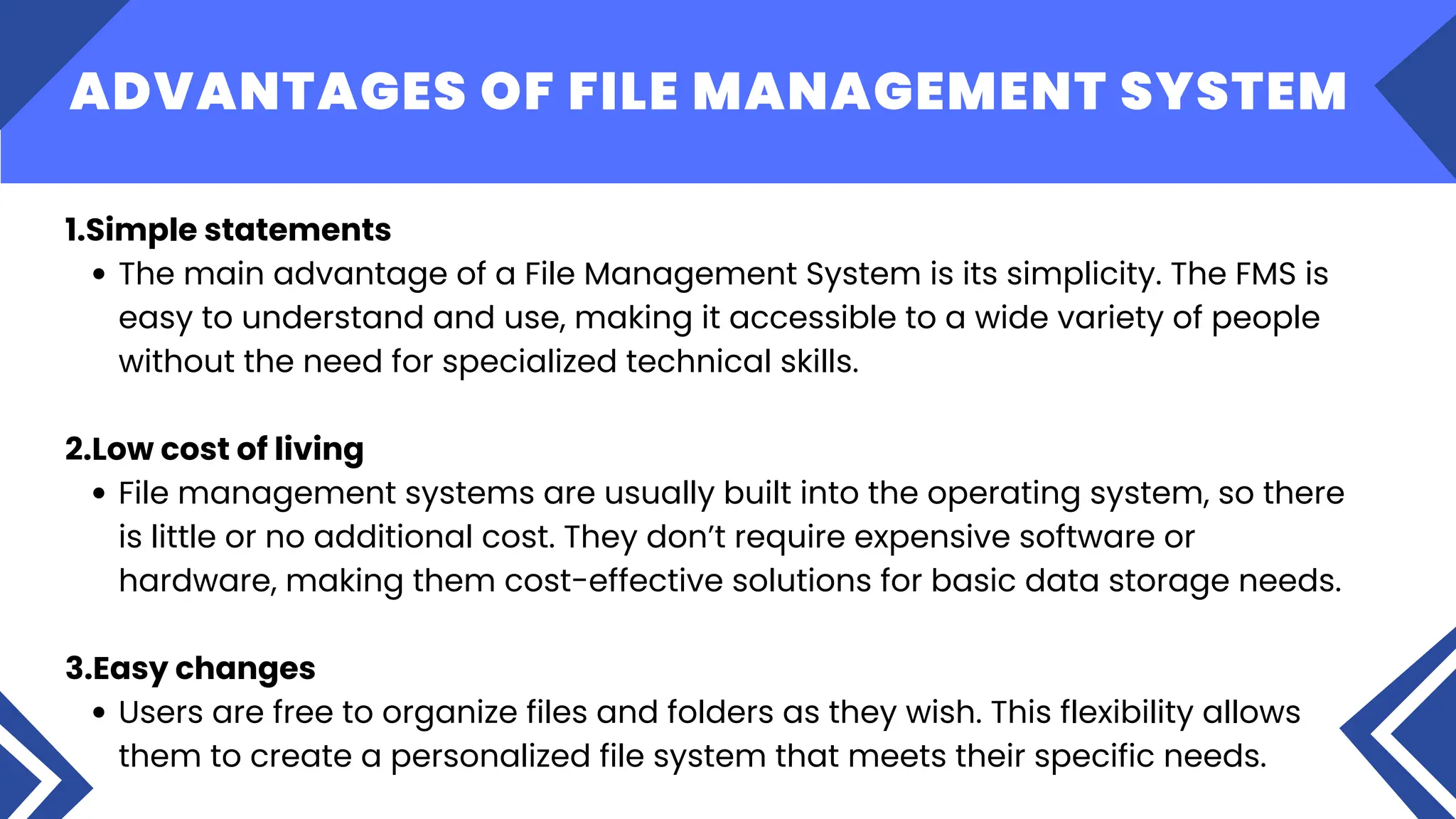 Advantages & Disadvantages of File Management System | PDF