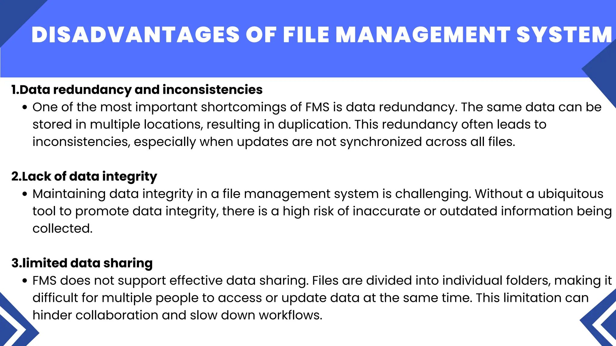 Advantages & Disadvantages of File Management System | PDF