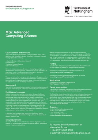 Advanced computer-science-msc- nottingham | PDF | Postgraduate Education | College Education