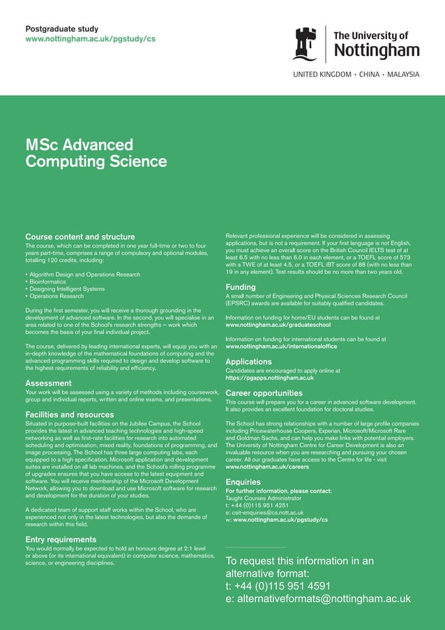 Advanced computer-science-msc- nottingham | PDF | Postgraduate ...
