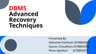 Advanced-Data-Recovery-Techniques in DBMS | PPTX