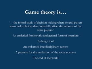 Advanced Game Theory guest lecture | PPT